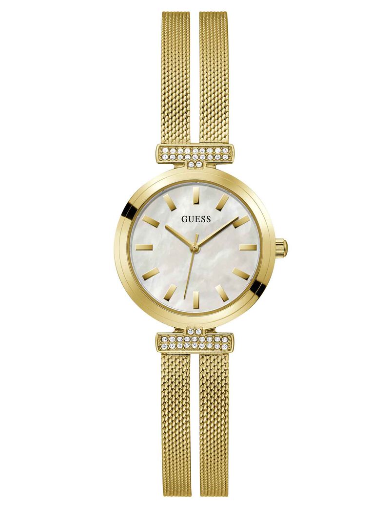 Shop GUESS Online Gold-tone Mesh Analog Watch