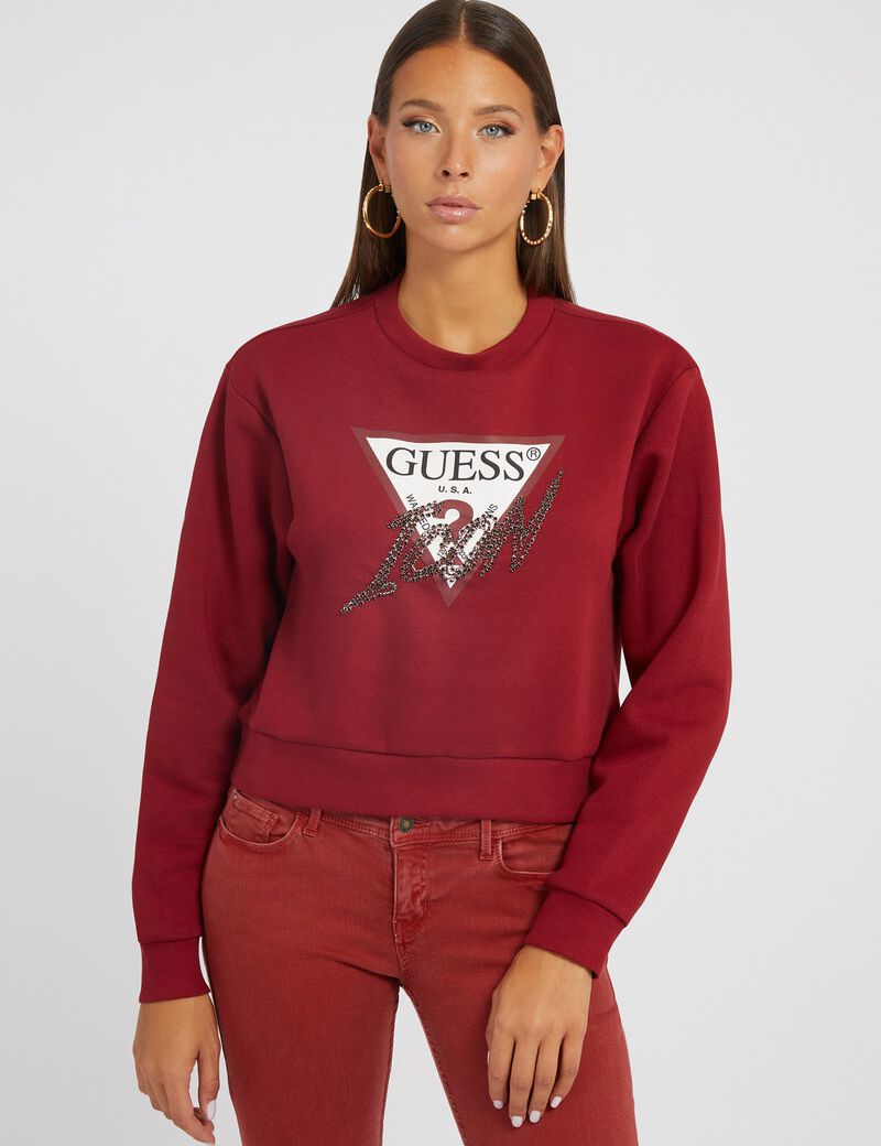 Shop GUESS Triangle Logo Sweatshirt, Green | GUESS UAE