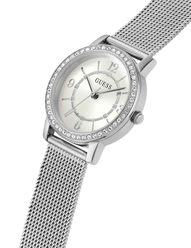 Shop GUESS Silver-tone Mesh Analog Watch, Silver | GUESS UAE