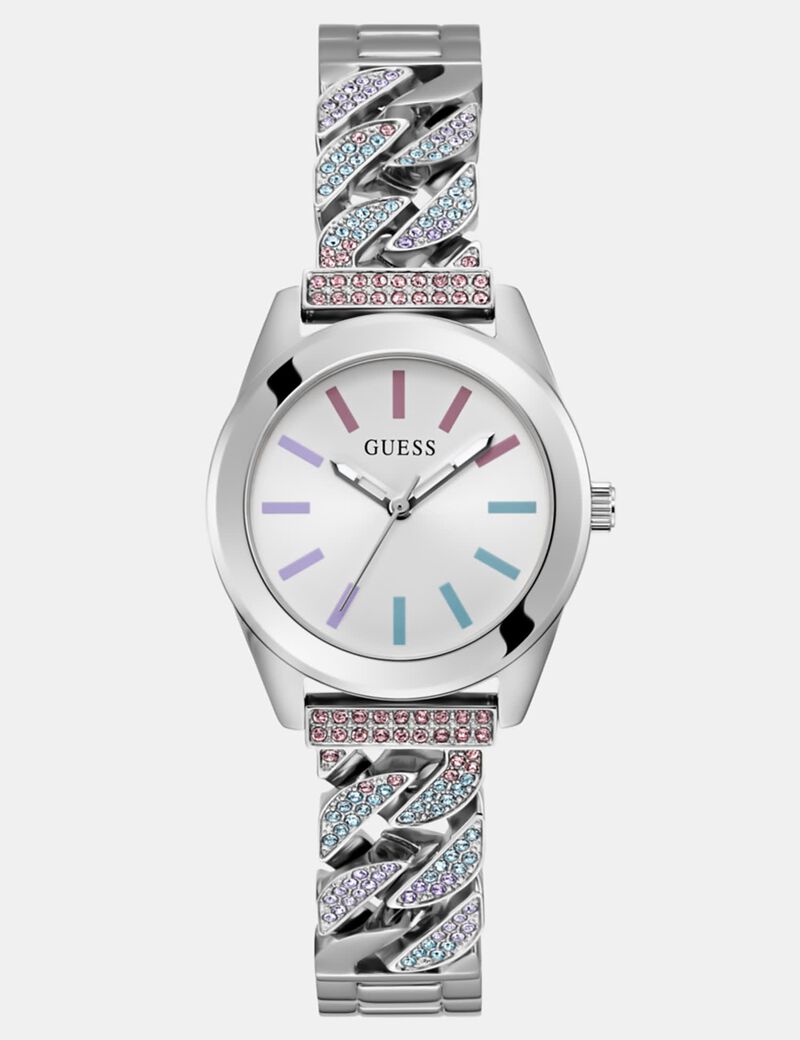 Shop GUESS Crystal analogue watch, Silver | GUESS UAE