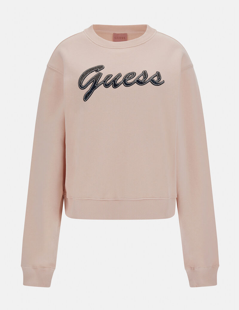 Shop GUESS Online Rhinestones Front Logo Sweatshirt
