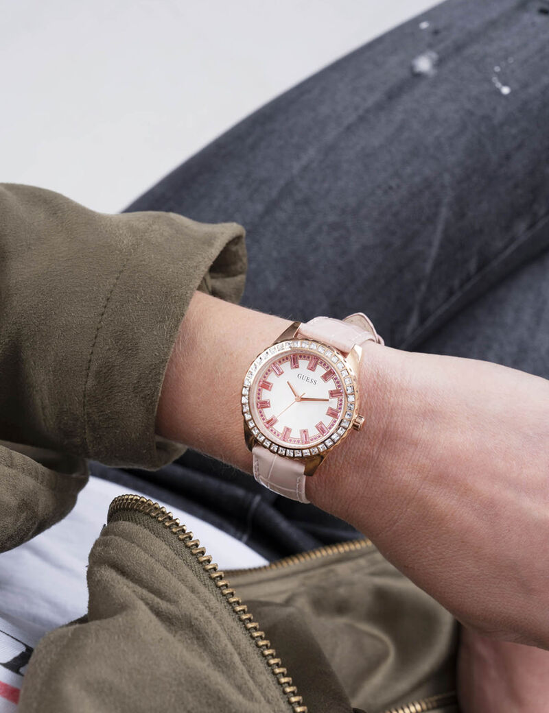 Shop GUESS Online Pink Rhinestone Watch