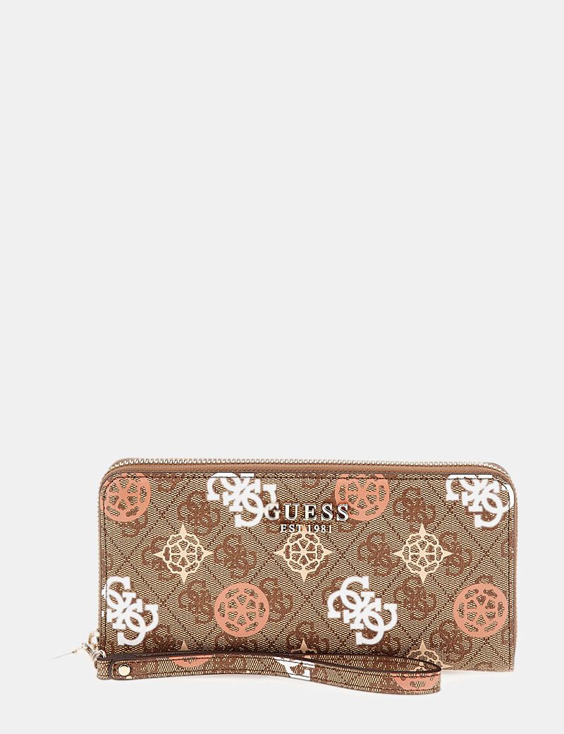Shop GUESS Eliette peony 4G logo purse, Brown | GUESS UAE