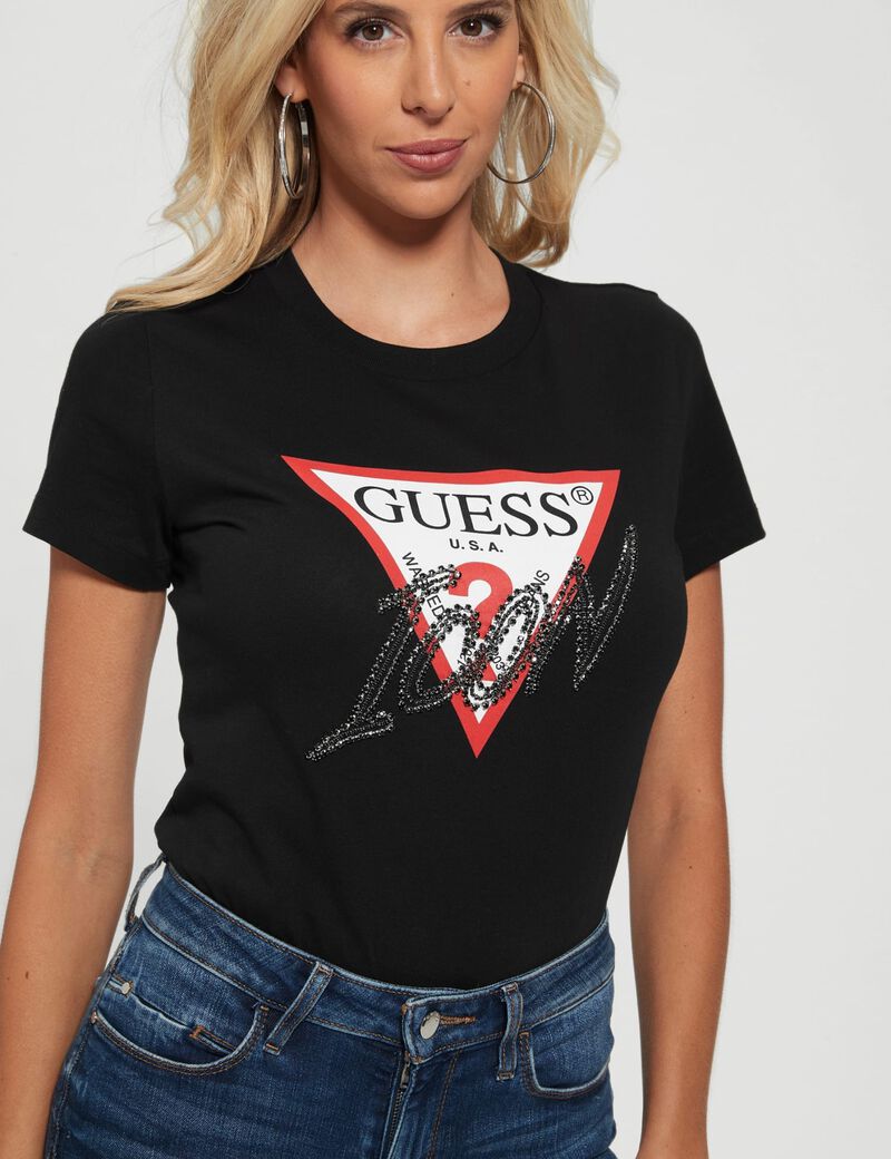 Shop GUESS Triangle Logo T-Shirt, Black | GUESS UAE
