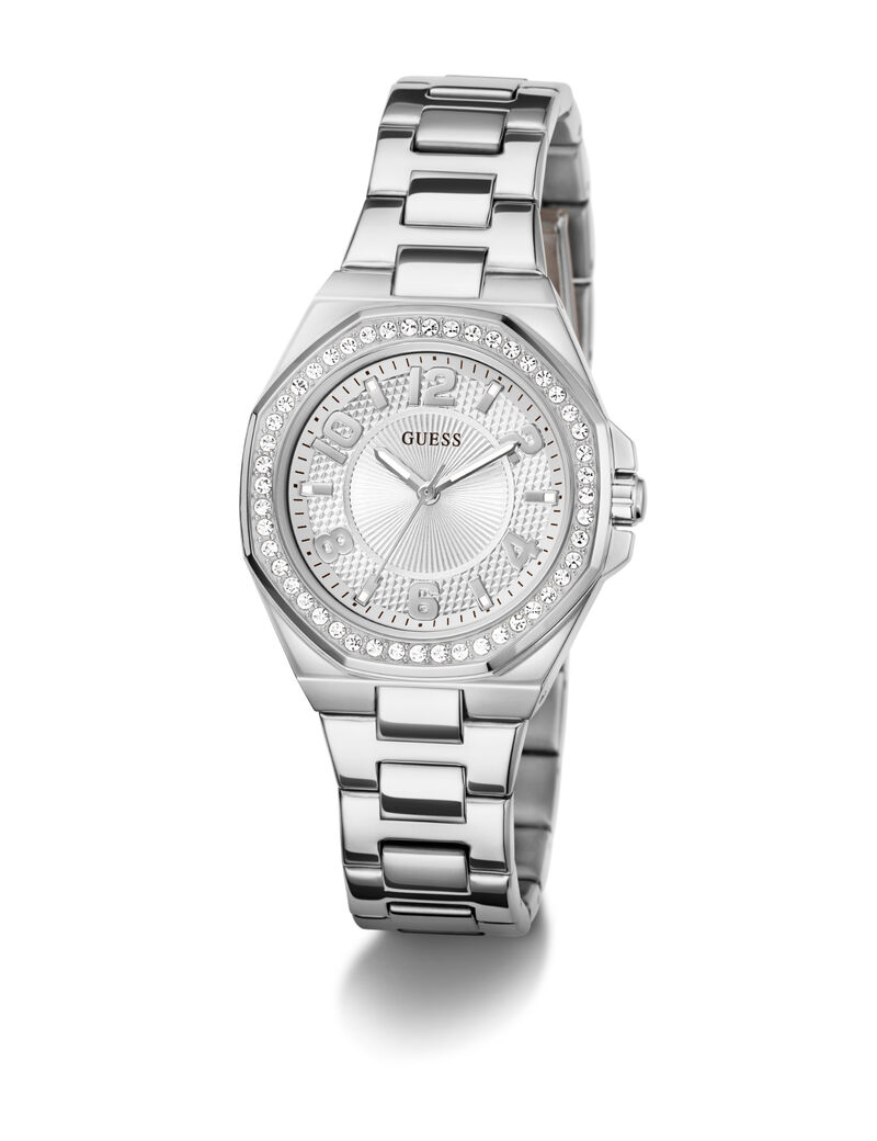 Shop GUESS Ladies Silver Tone Analog Watch, Silver | GUESS UAE