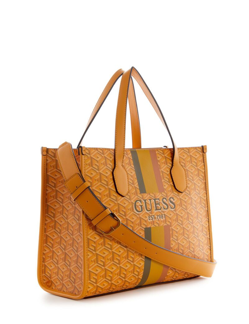 Shop GUESS Silvana G Cube Logo Handbag, Orange | GUESS UAE
