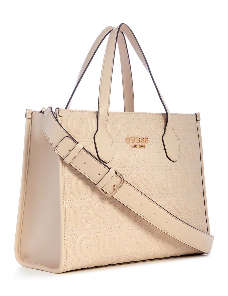 Shop GUESS Silvana 2 Compartment Tote, White | GUESS UAE
