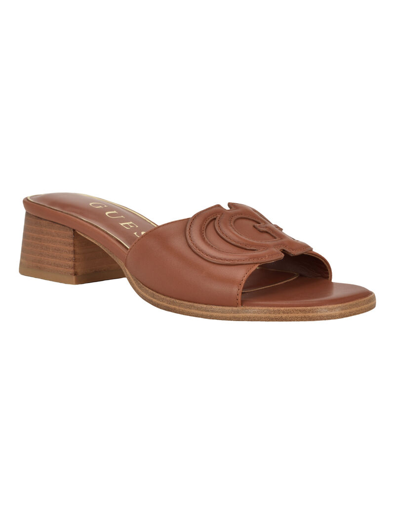 Shop GUESS Cerrina Block Heel Slip on Mule Sandal, Brown | GUESS UAE