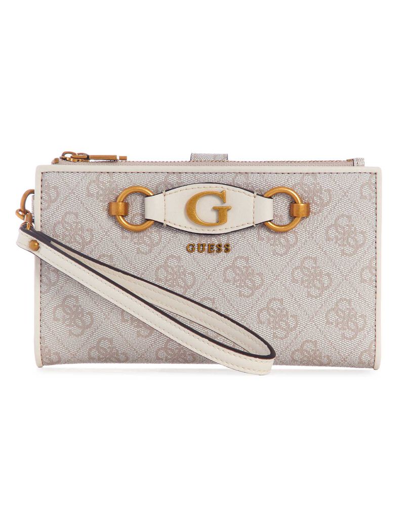 Shop GUESS Izzy Slg Double Zip Organizer, White | GUESS UAE