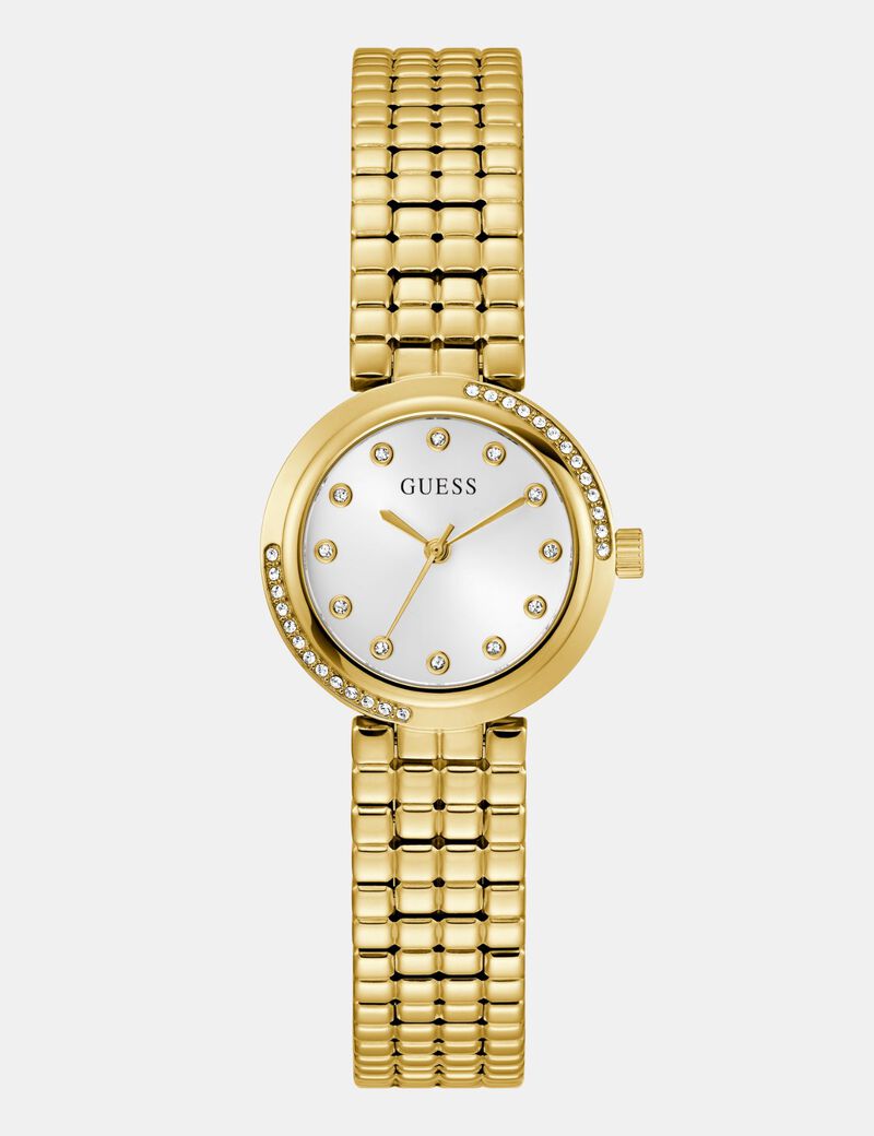 Shop GUESS Ladies Gold Tone Analog Watch, White | GUESS UAE