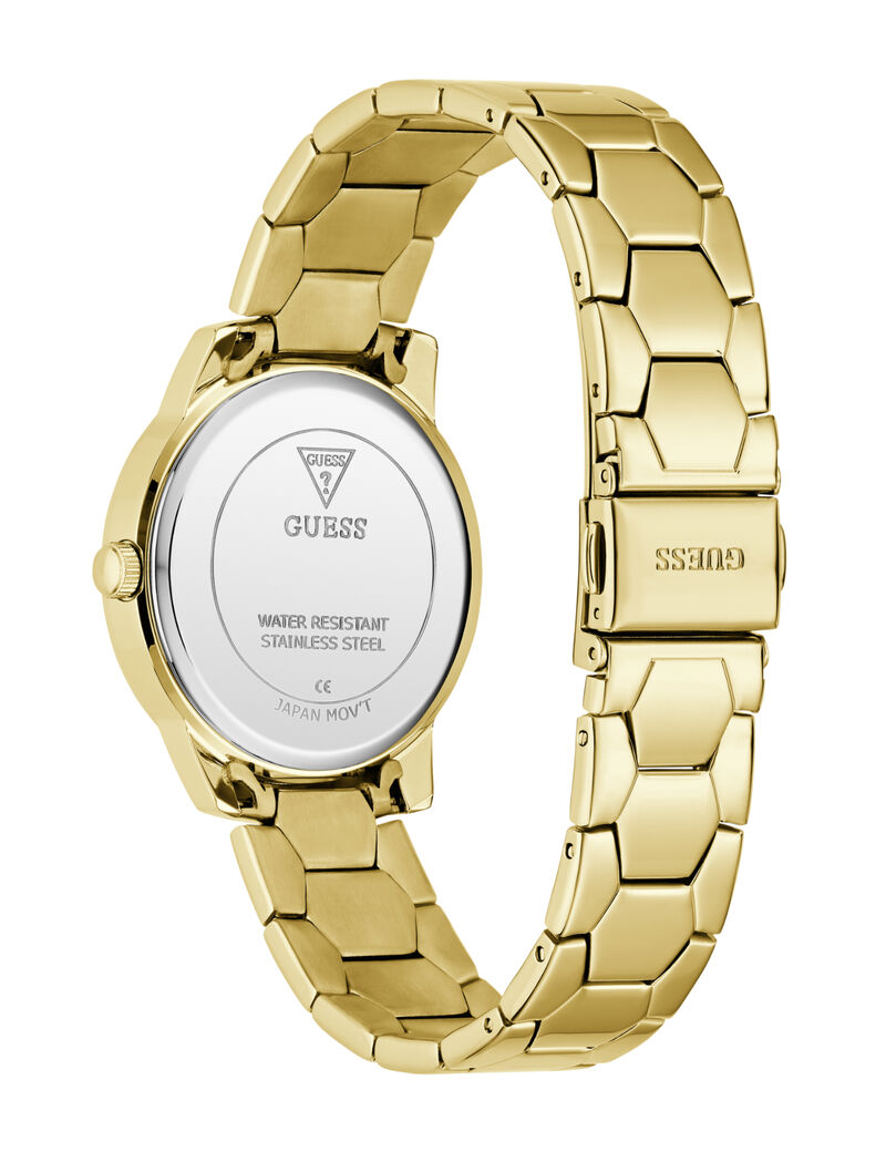 Shop GUESS Ladies Yellow Gold Tone Round Analog Watch, Gold | GUESS UAE