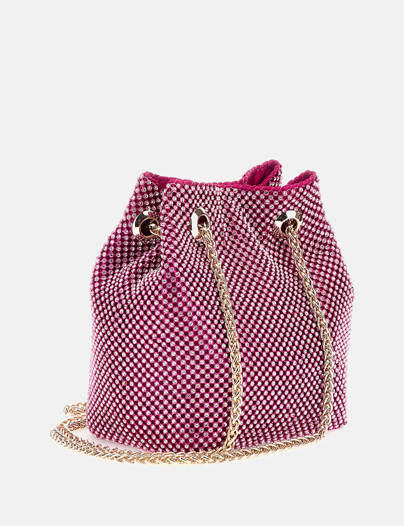 Shop GUESS Online Lua rhinestone mini bucket bag
