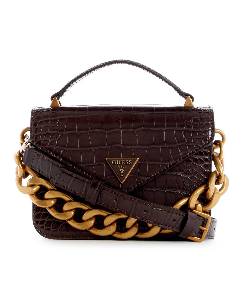 Shop GUESS Retour Mini Top Handle Flap, Brown | GUESS UAE