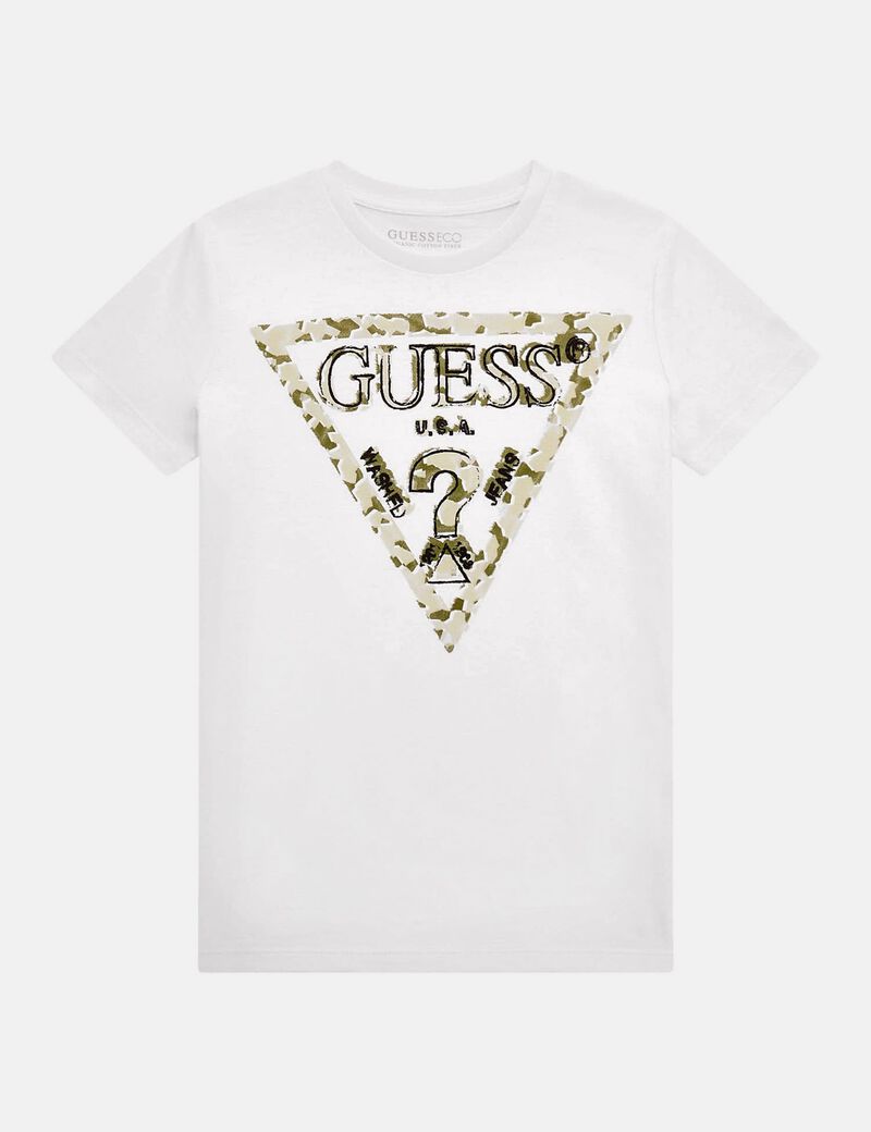 Shop GUESS Triangle logo t-shirt, White | GUESS UAE