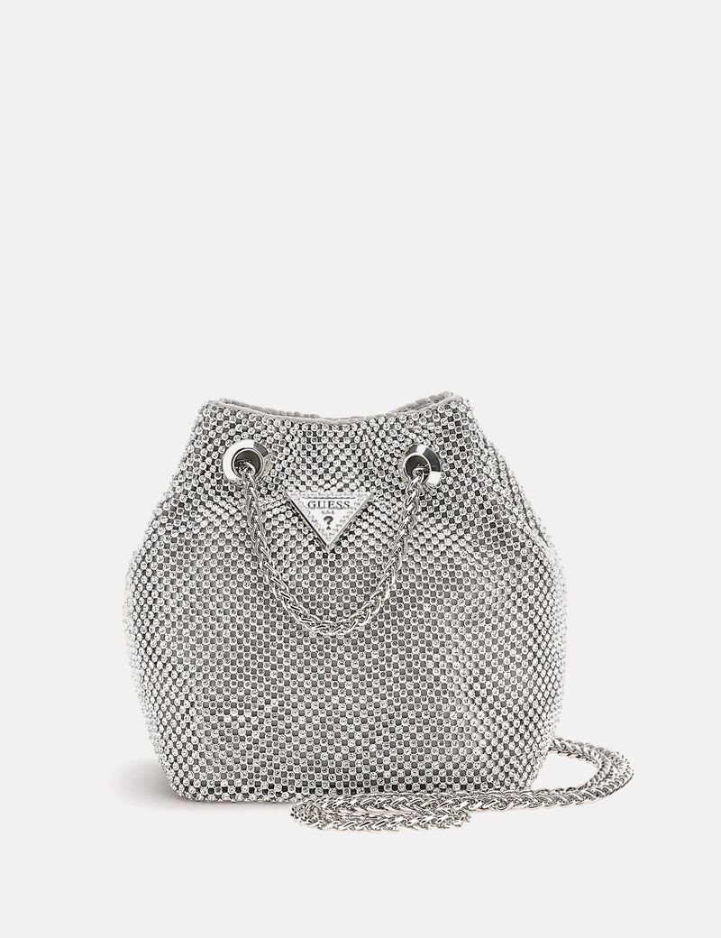 Shop GUESS Online Lua rhinestone mini bucket bag
