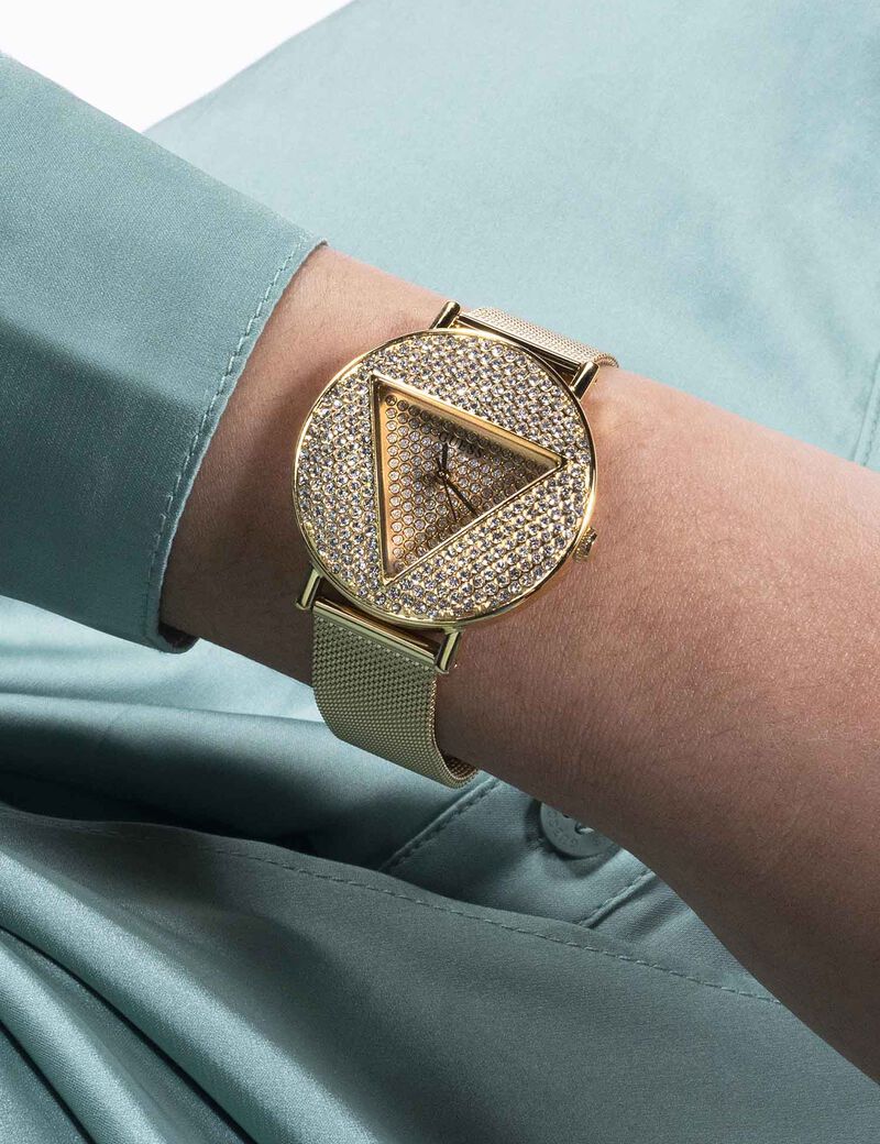 Shop GUESS Gold-tone Mesh Analog Watch, Gold | GUESS UAE
