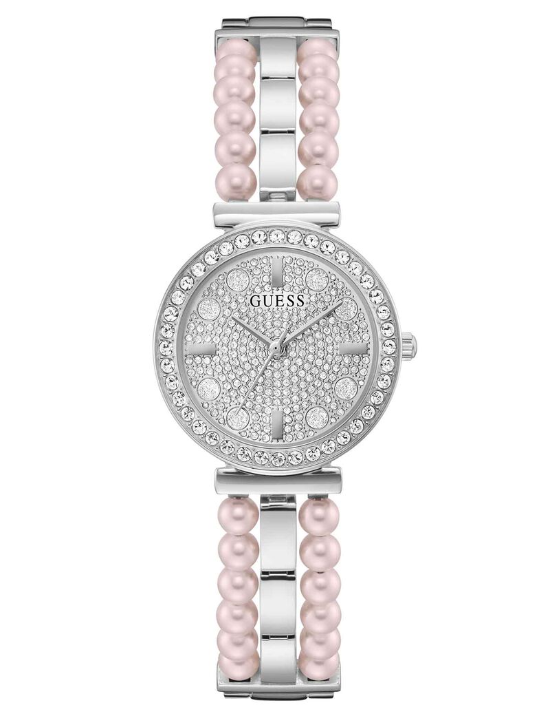Shop GUESS Ladies Silver Tone Crystal Analog Watch, Silver | GUESS UAE