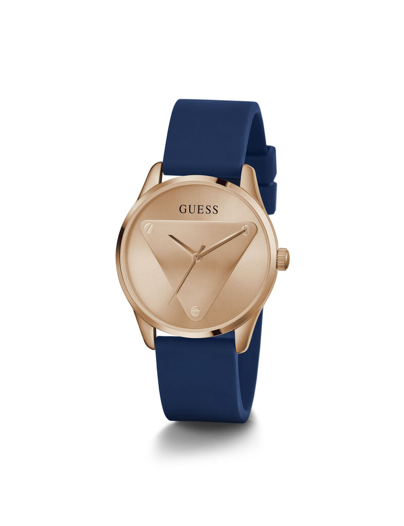 Shop GUESS Rose Gold And Blue Analog Logo Watch, Blue | GUESS UAE