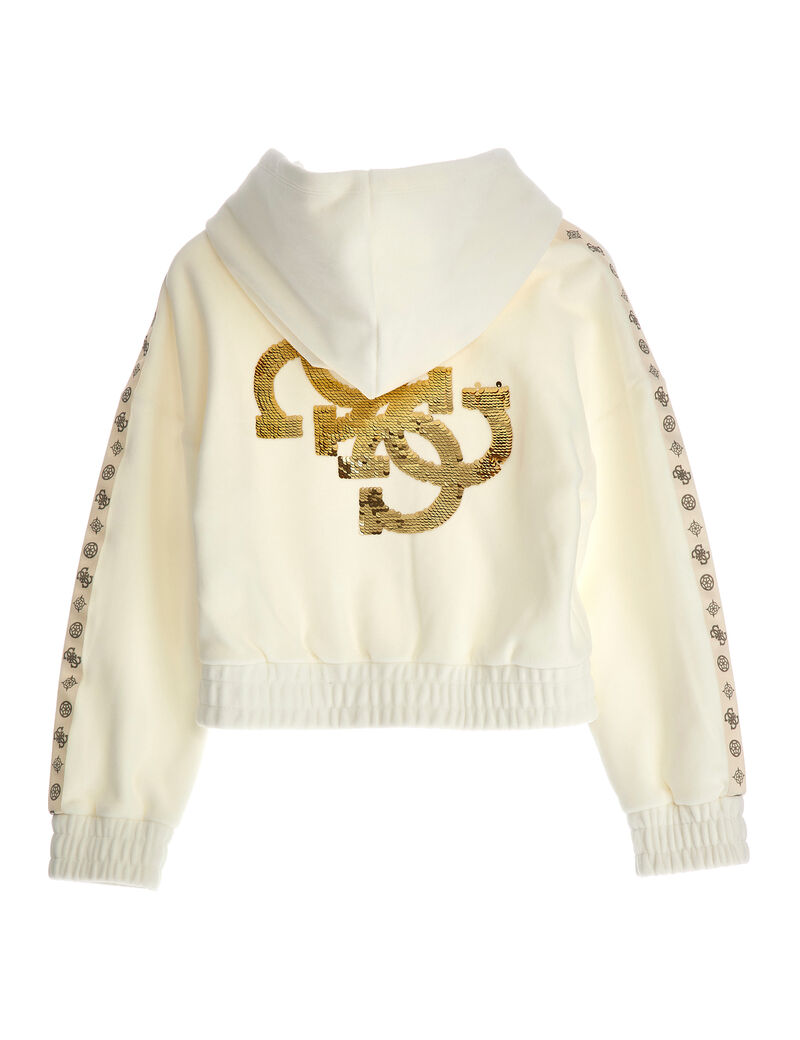 Shop GUESS Online Velour Logo Bands Sweatshirt