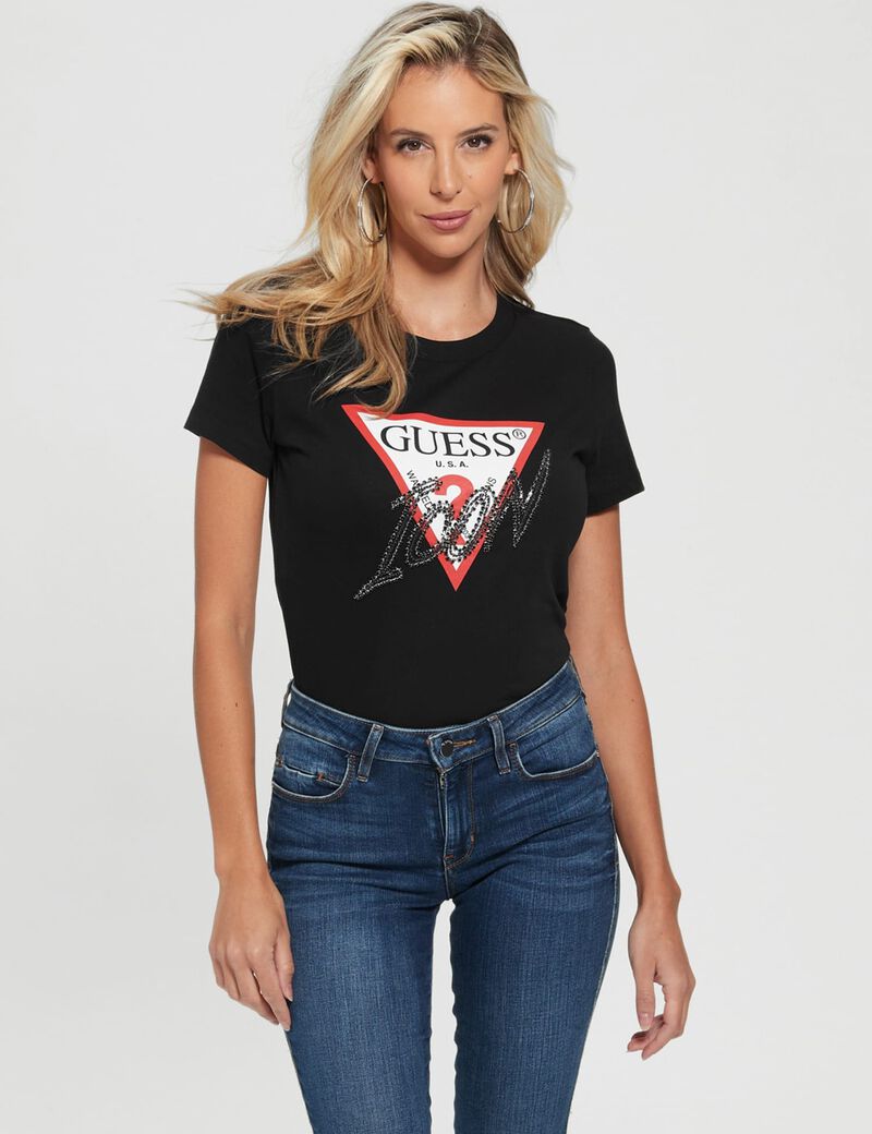 Shop GUESS Triangle Logo T-Shirt, Black | GUESS UAE