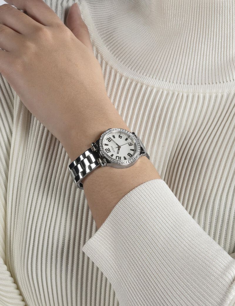 Shop GUESS Online Analogue watch with crystal appliqué detailing